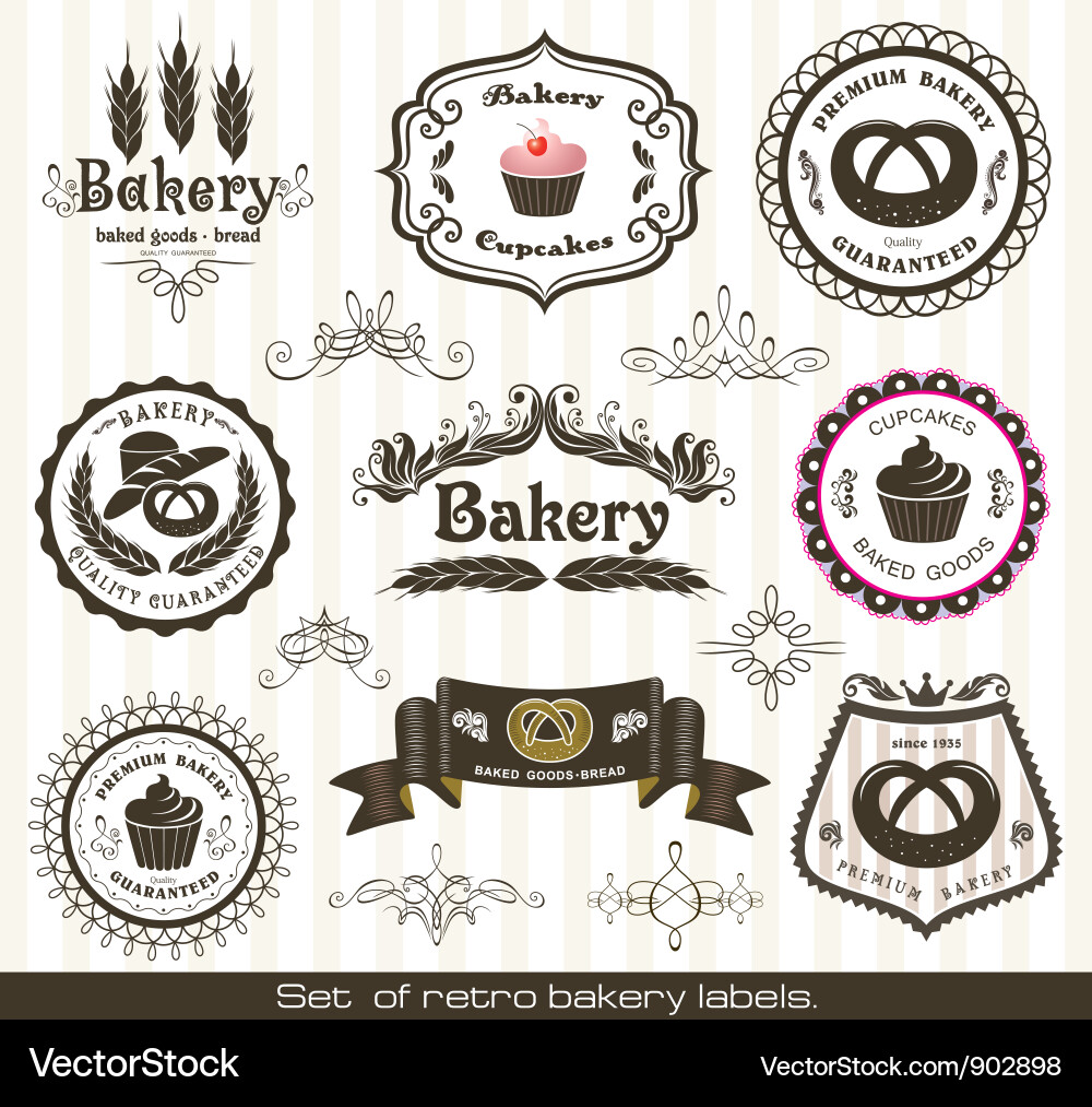 Set of vintage retro bakery labels Royalty Free Vector Image