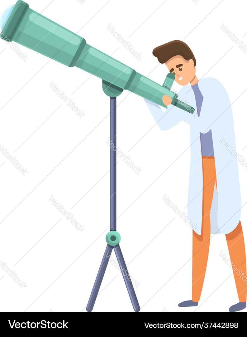 Telescope research scientist icon cartoon style Vector Image