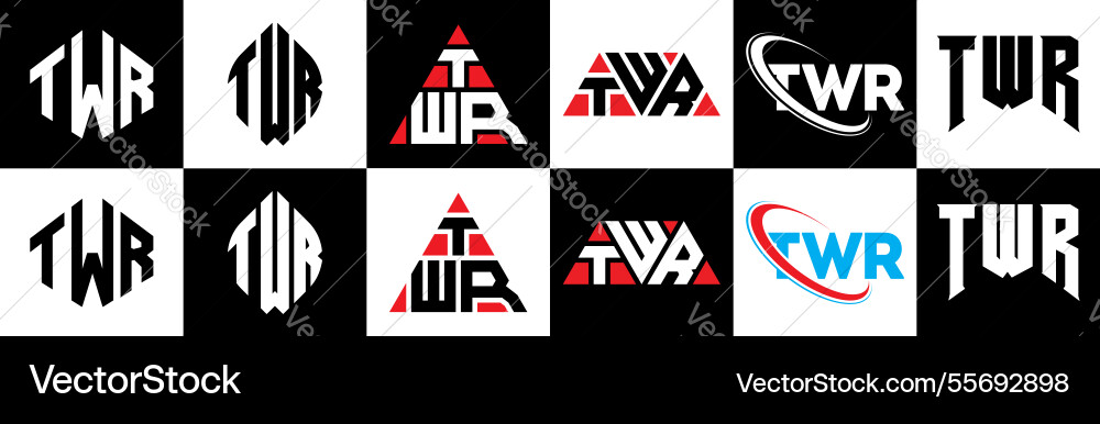 Twr letter logo design in six style polygon Vector Image