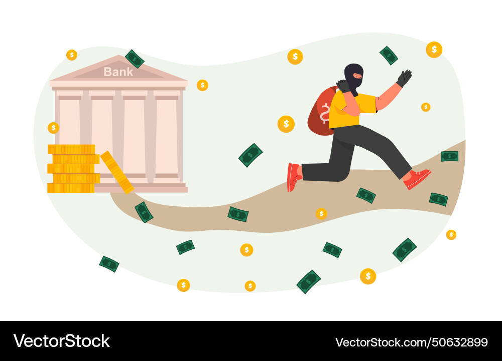 Bank robbery concept Royalty Free Vector Image