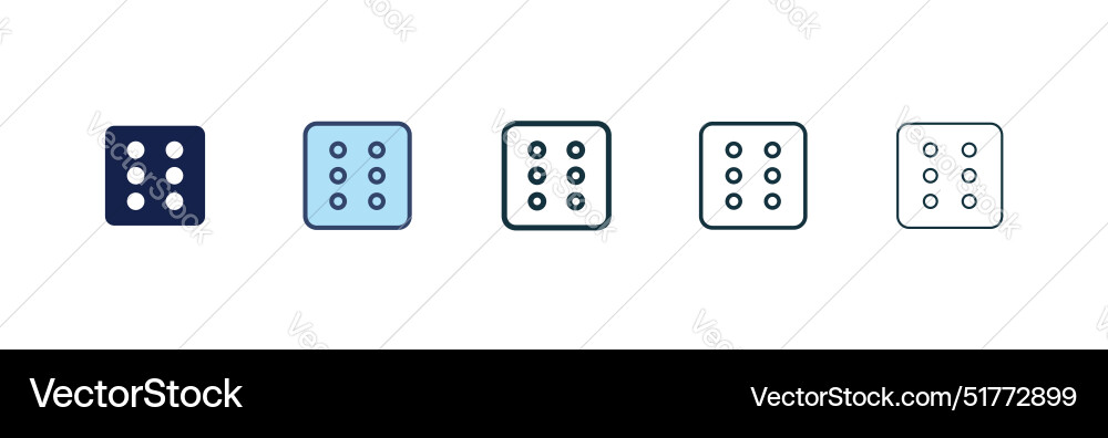 Dice six icon set game 6 side symbol Royalty Free Vector