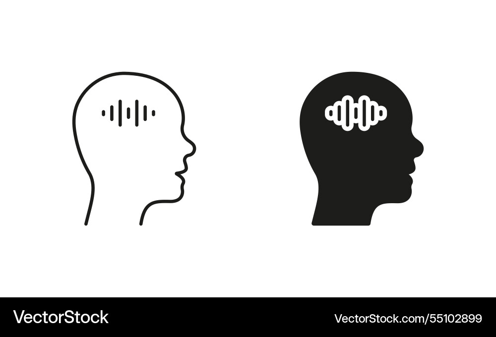 Internal dialogue voice in human head line Vector Image