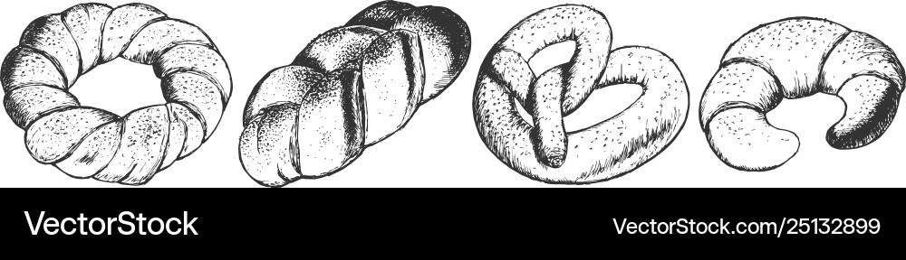 Menu twisted bakery shop set Royalty Free Vector Image