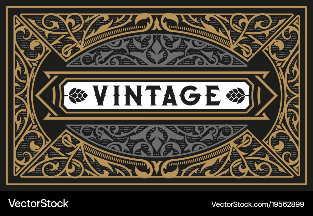 Original label with floral details Royalty Free Vector Image