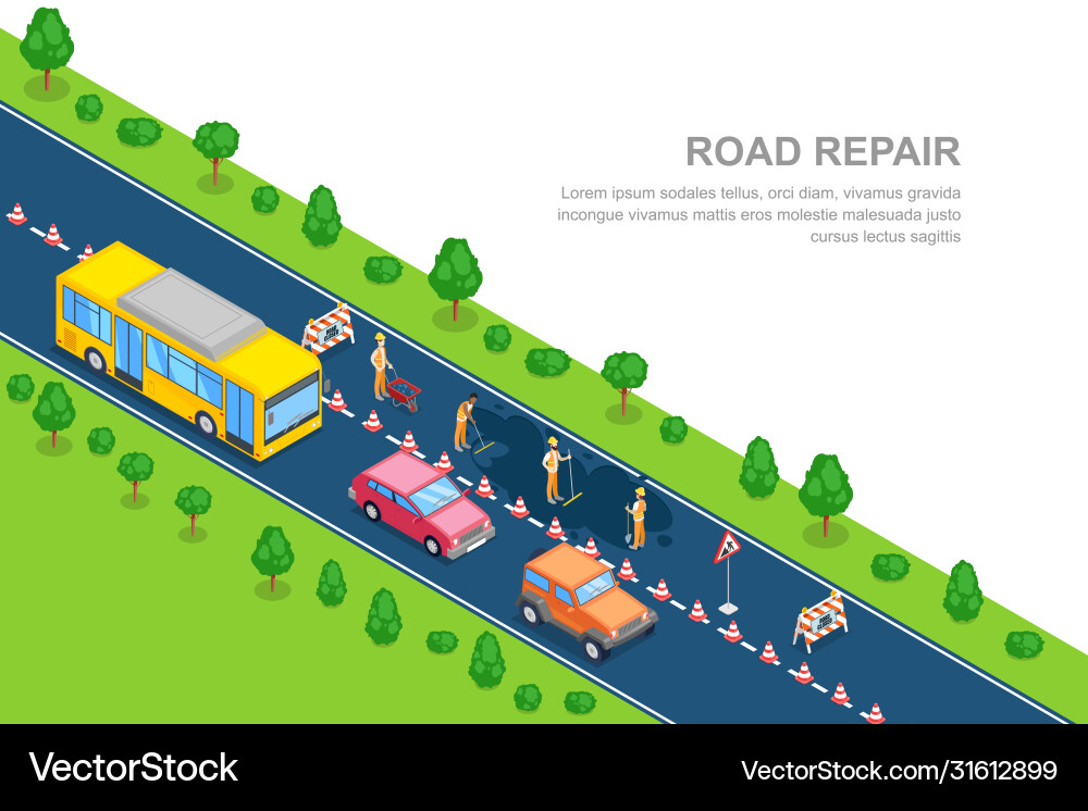 Road repair roadworks construction concept Vector Image