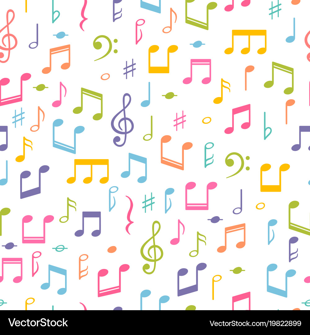 Seamless pattern with music notes hand drawn Vector Image