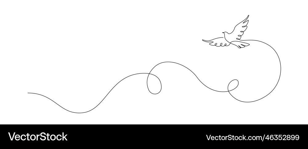 Single Line Flying Dove Royalty Free Vector Image