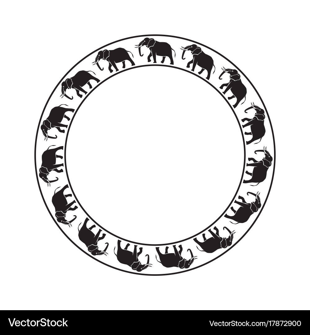 Elephants circle ornament-03 Royalty Free Vector Image