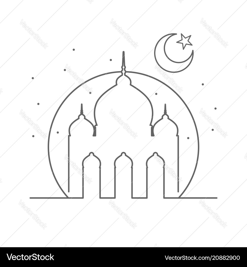 Islamic mosque outline symbol design Royalty Free Vector