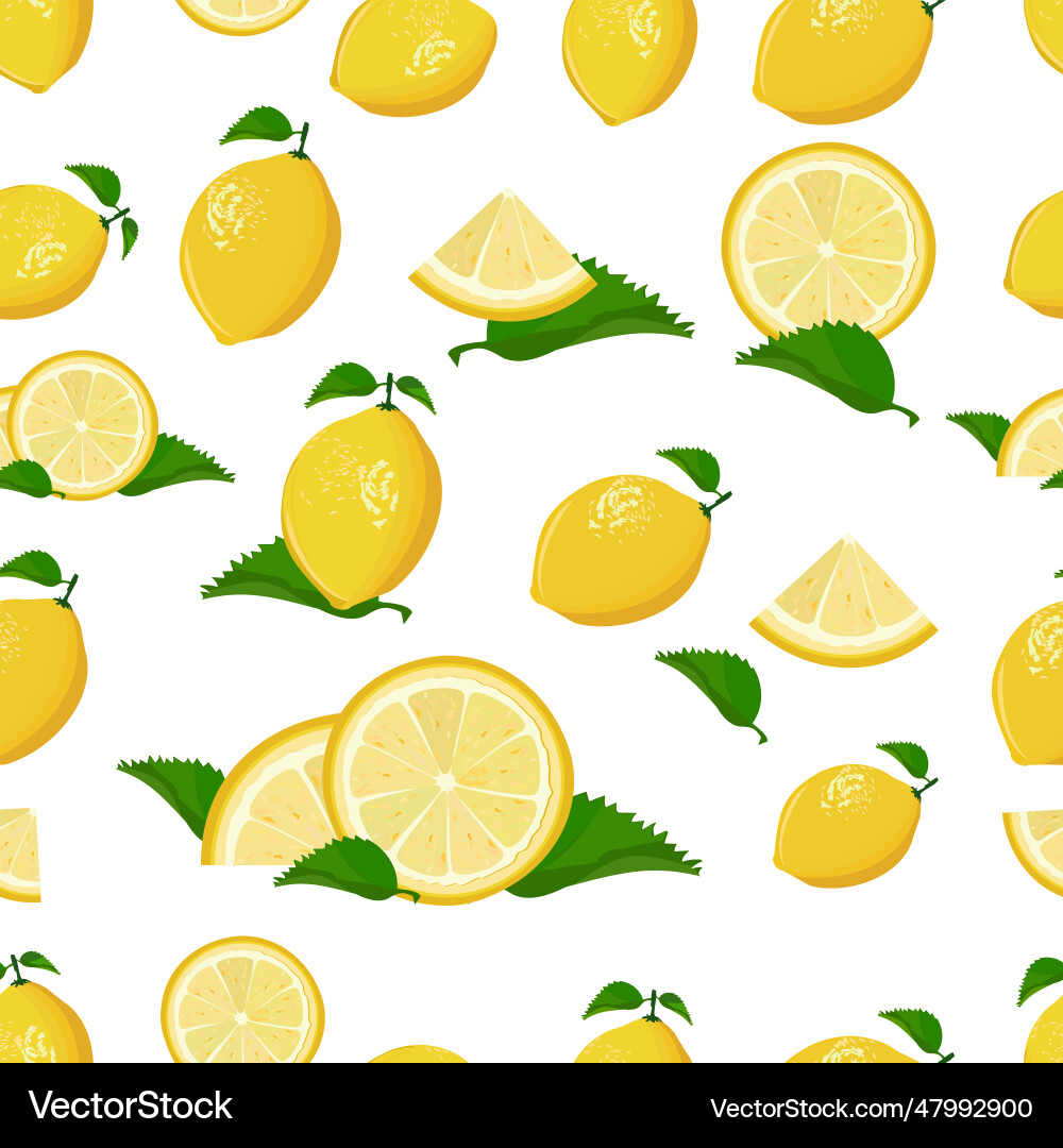 Lemon fruit healthy food seamless background Vector Image