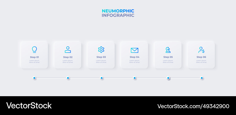 Neumorphism timeline infographic skeuomorph Vector Image