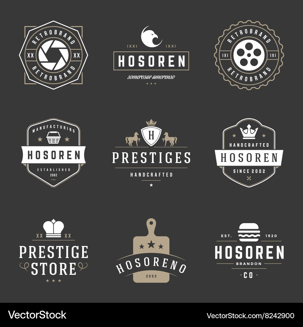 Retro Logo Elements Collection Royalty Free Vector Image