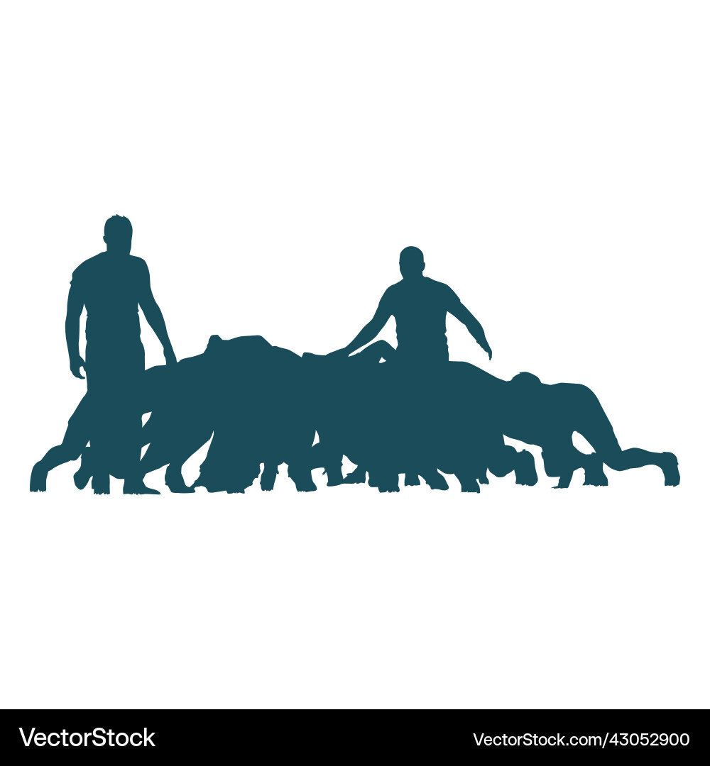 Rugby scrum silhouette Royalty Free Vector Image