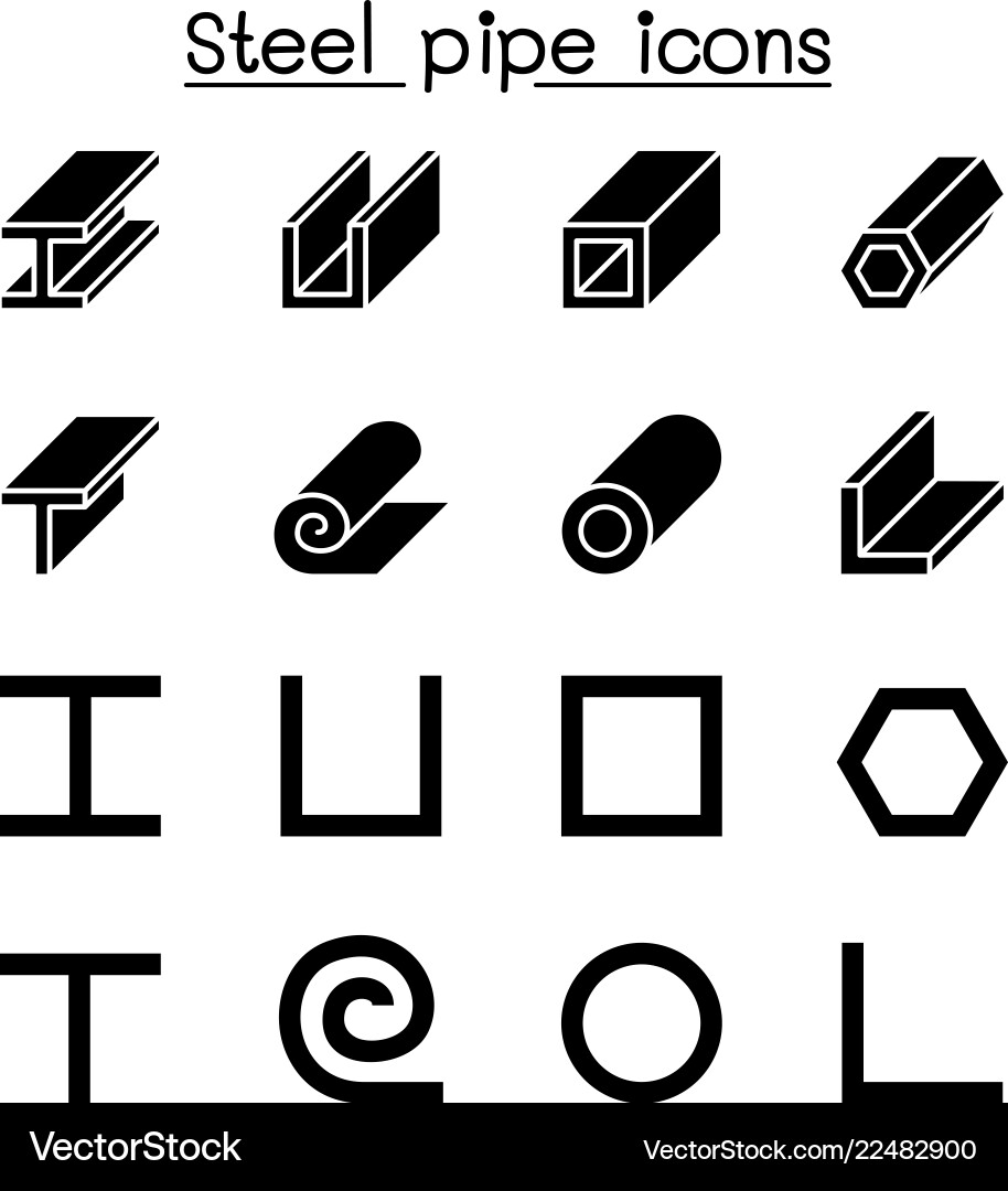 Steel pipe icons set Royalty Free Vector Image