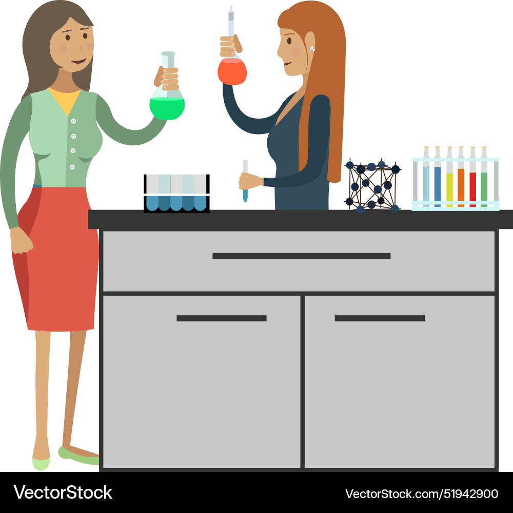 Students making research at university laboratory Vector Image