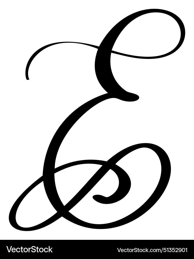 Calligraphy hand drawn letter e script Royalty Free Vector