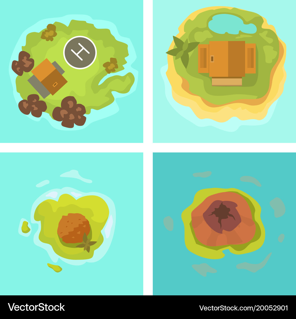 Cartoon tropical exotic island in ocean top view Vector Image