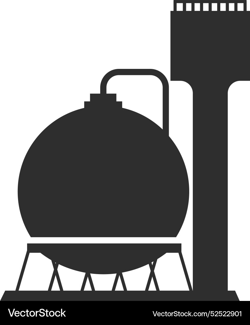 Chemical plant black icon refinery container Vector Image