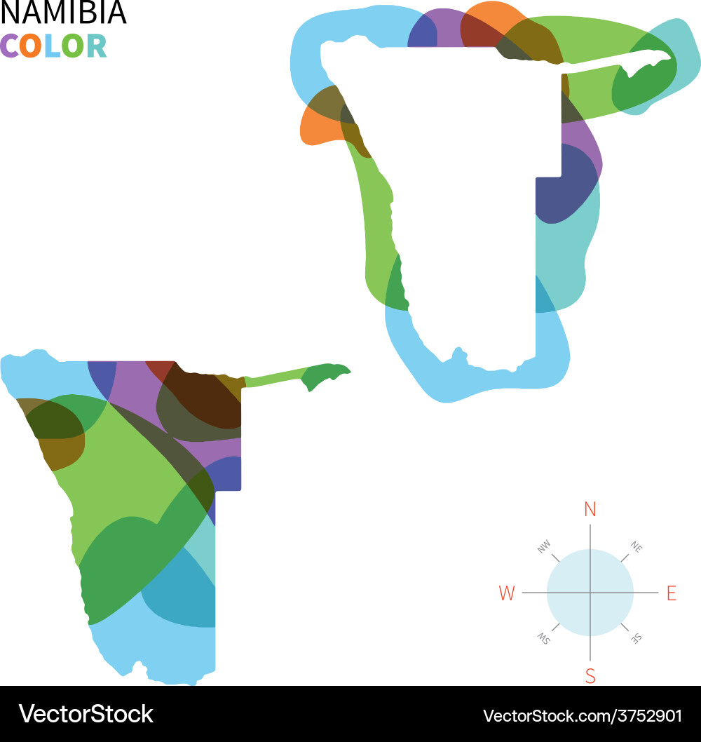 Colorful Namibia Map Royalty Free Vector Image