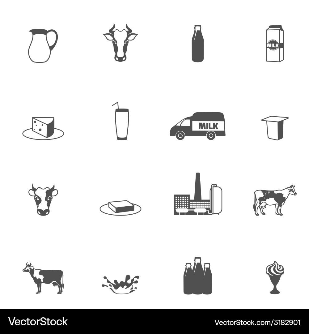 Dairy Milk Icons Set Royalty Free Vector Image
