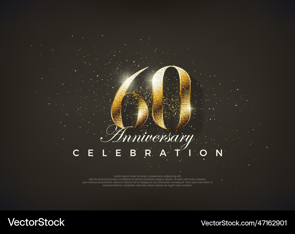 Fancy number 60th to celebrate birthday Royalty Free Vector