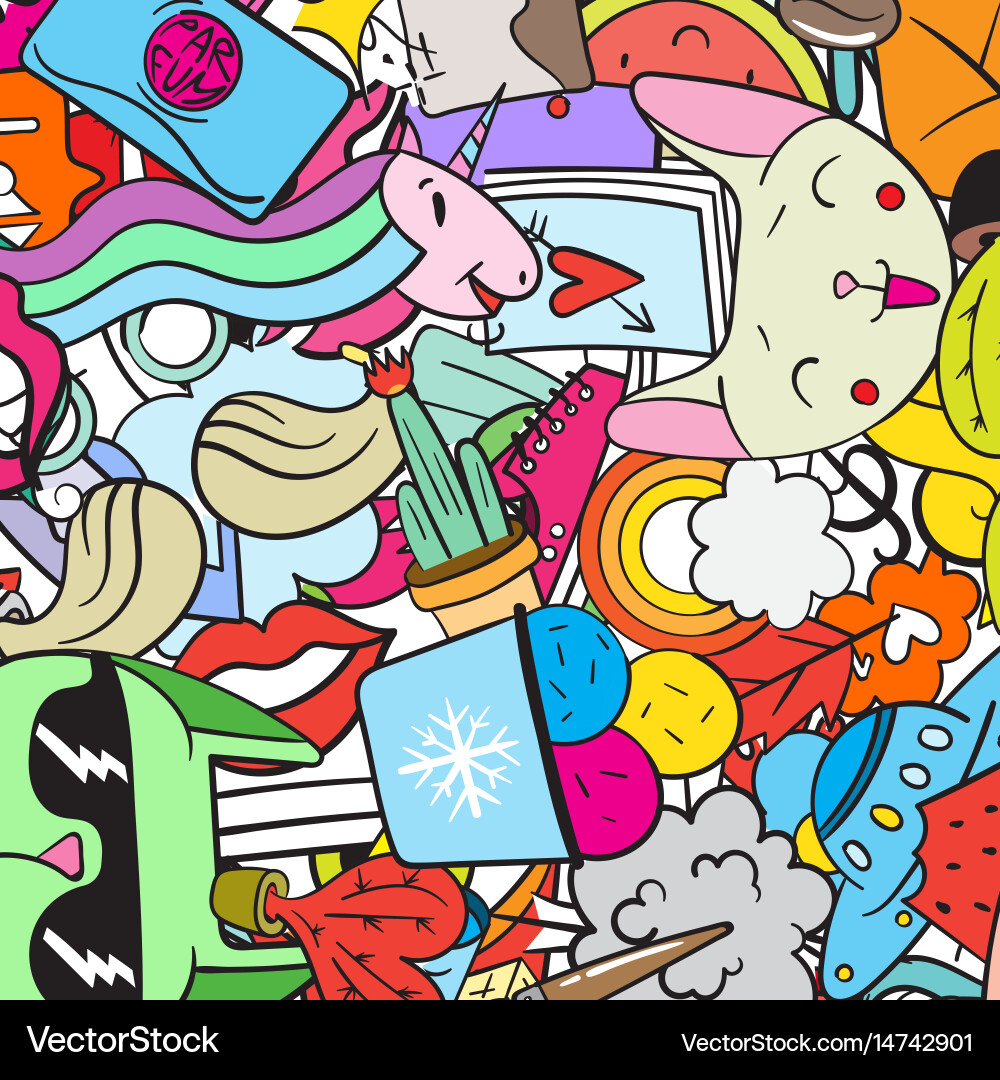 Graffiti pattern with urban lifestyle line icons Vector Image