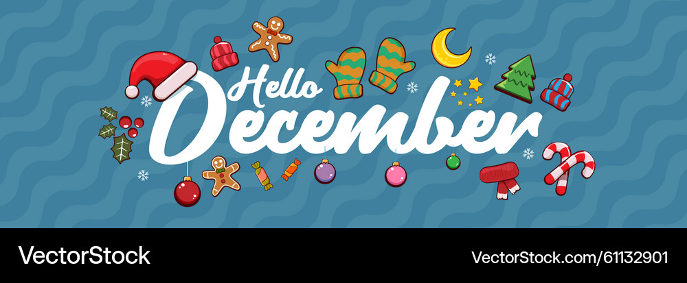 Hello december banner design template with santa – Royalty-Free Vector ...