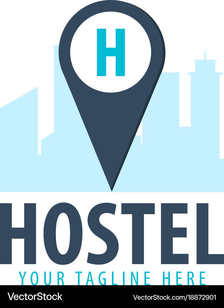 Hostel logo hotel travel rest place Royalty Free Vector