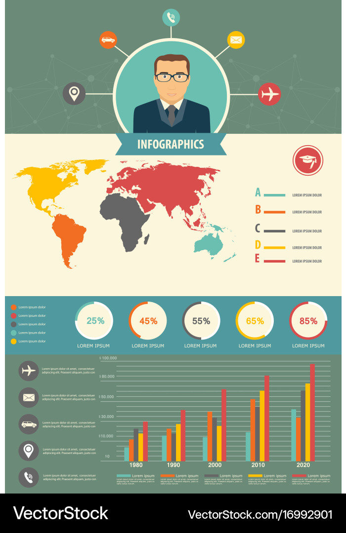 Information user flat pattern infographics Vector Image