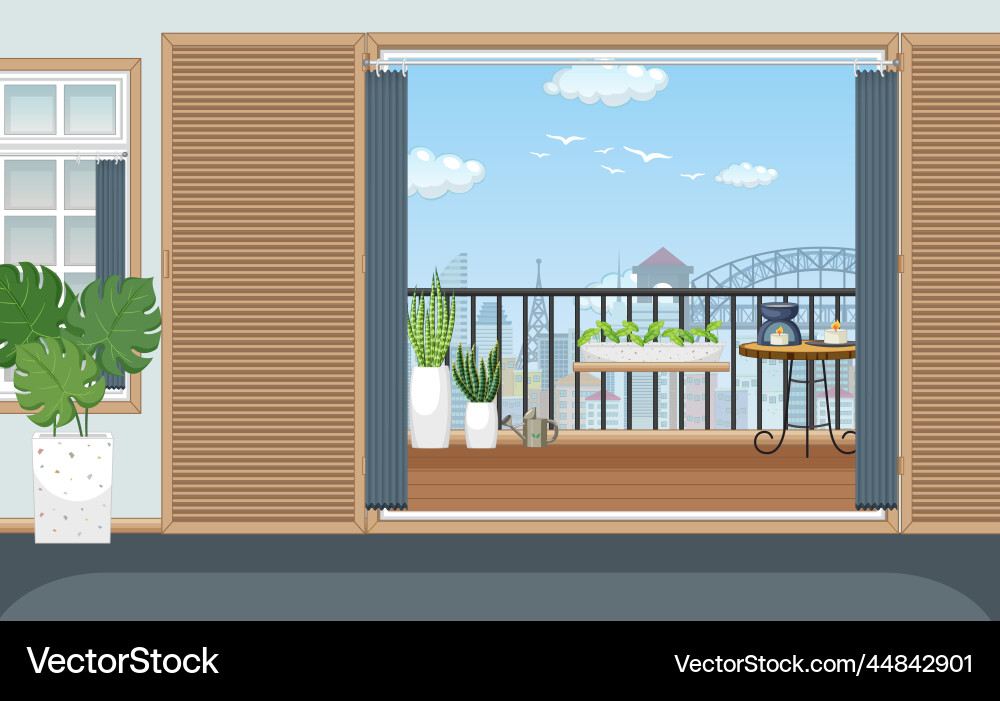 Interior of balcony scene template Royalty Free Vector Image