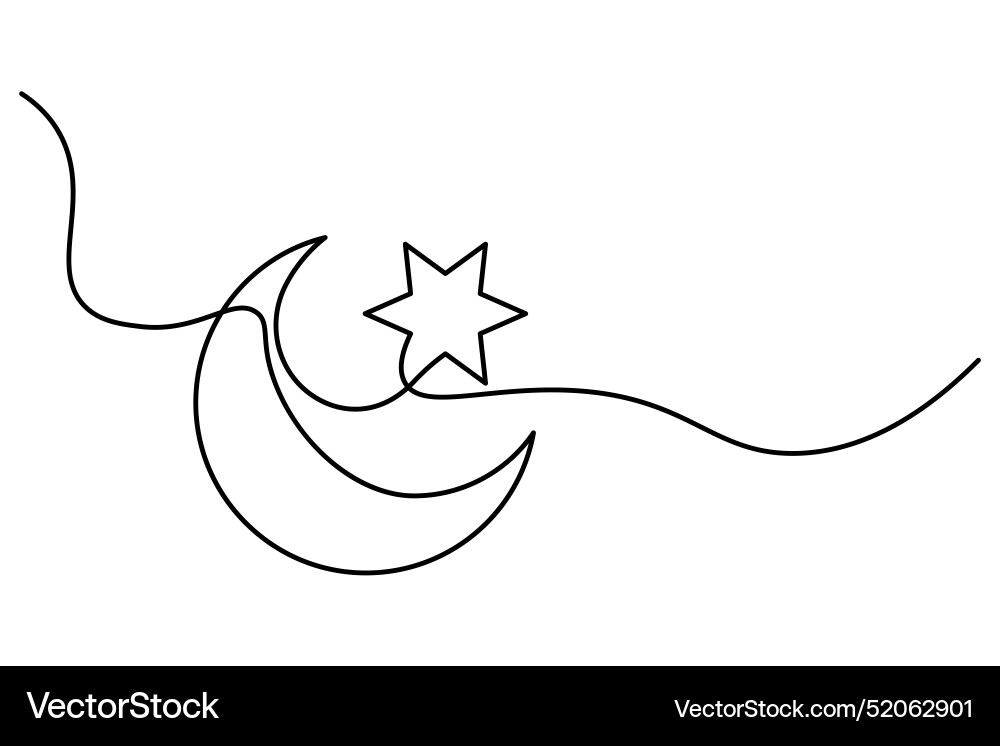 Moon continuous one line drawing Royalty Free Vector Image