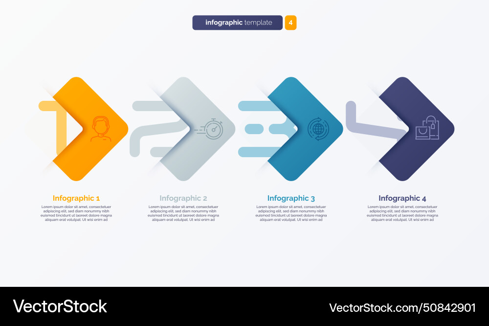 Number infographic template composed of 4 Vector Image