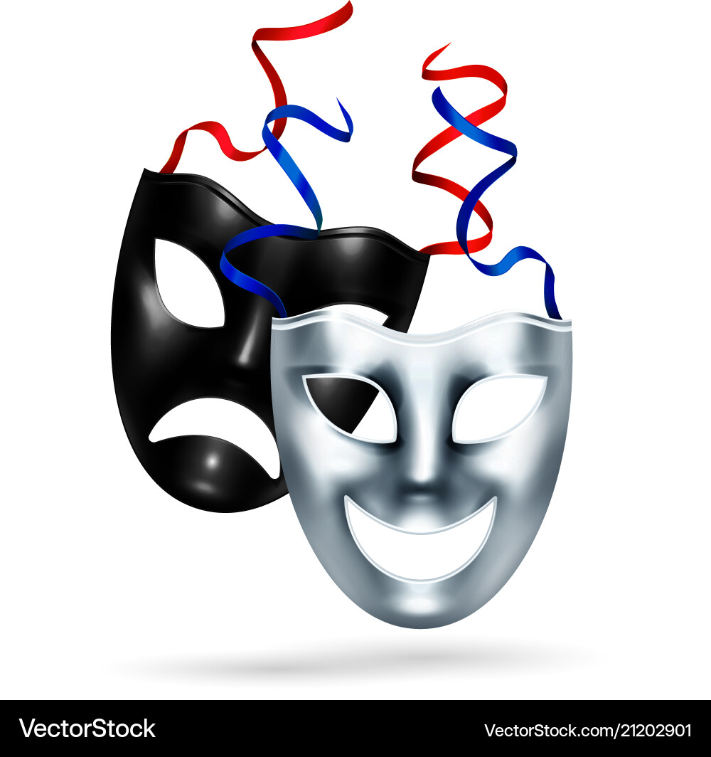 Realistic comedy tragedy masks Royalty Free Vector Image