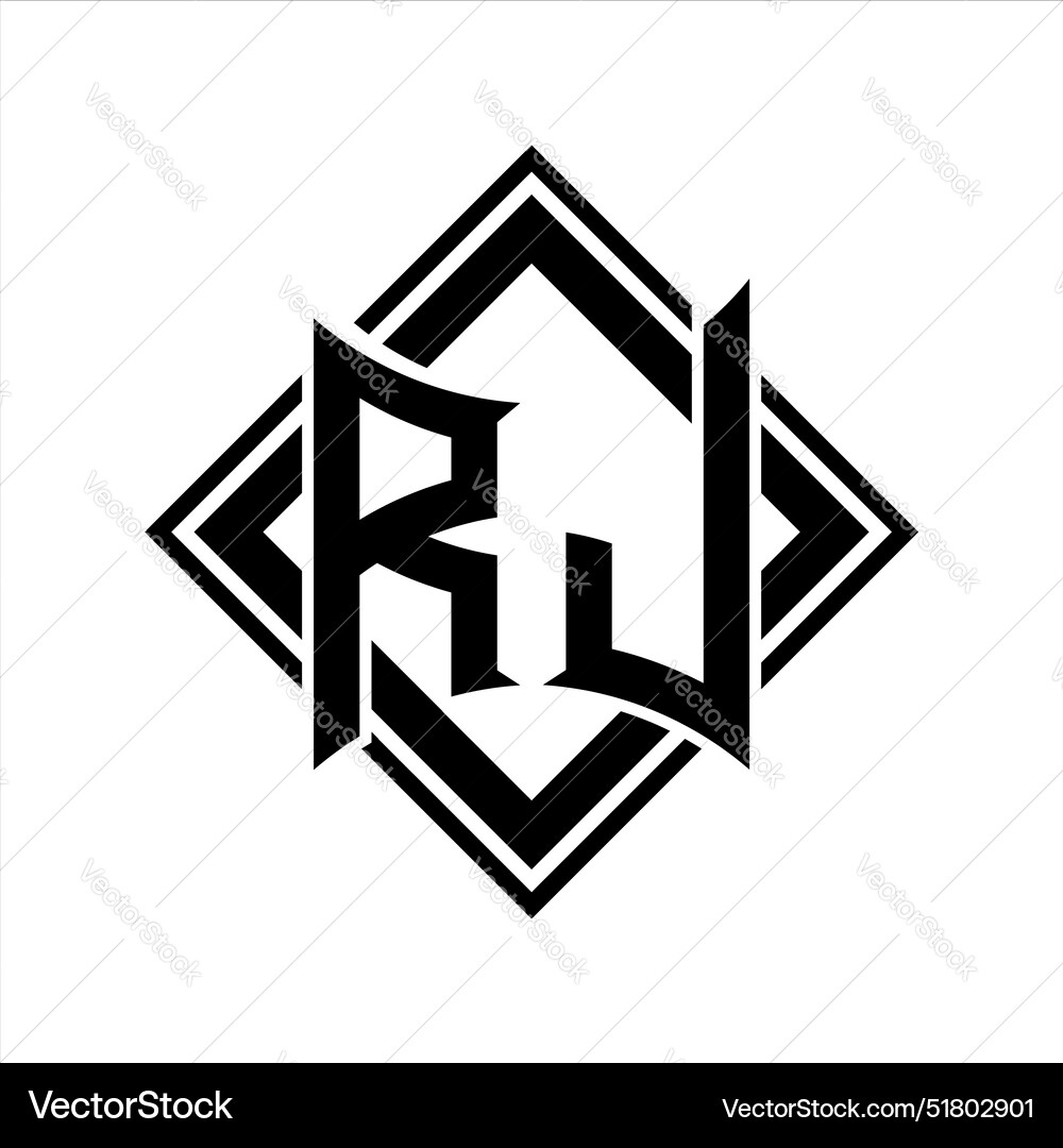 Rj letter logo with abstract shield shape Vector Image