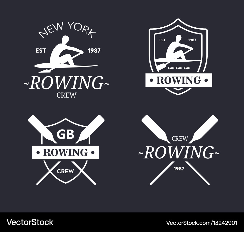 Rowing team logo emblem of crew Royalty Free Vector Image