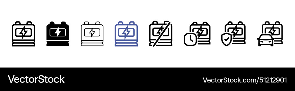 Set of car battery line shapes thin design Vector Image