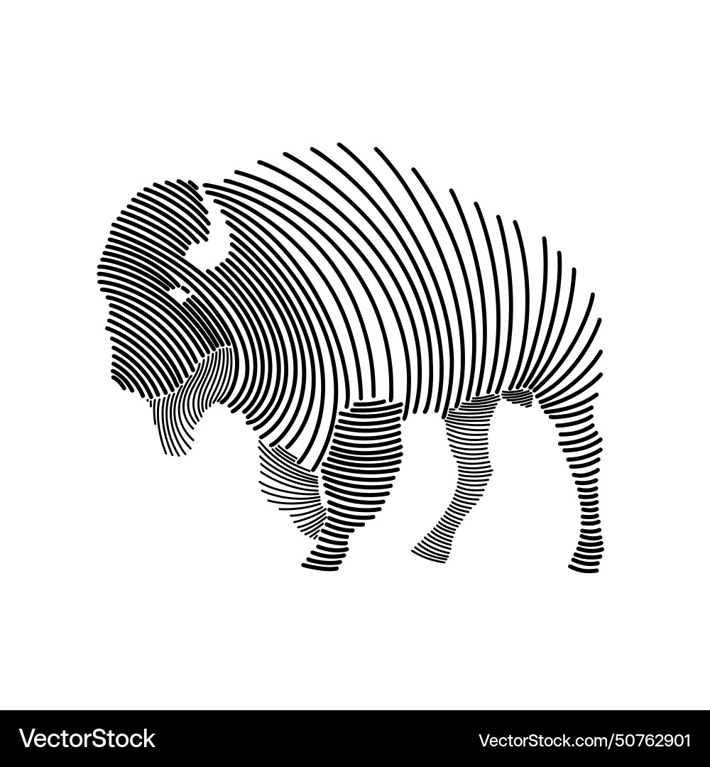 Simple line art of a bison 1 Royalty Free Vector Image