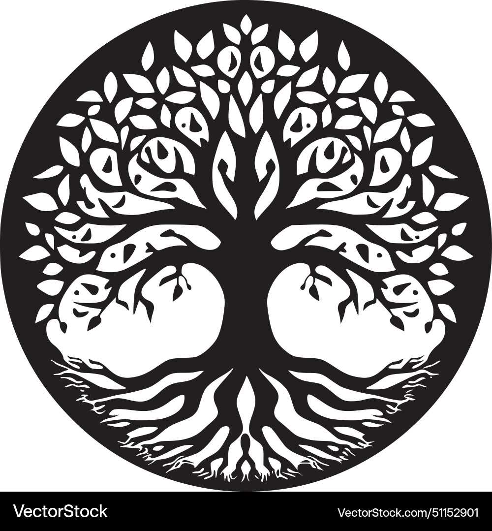 Tree of life - black and white Royalty Free Vector Image