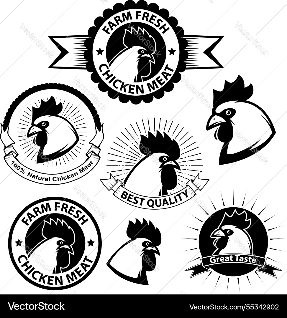 100 natural fresh chicken labels Royalty Free Vector Image
