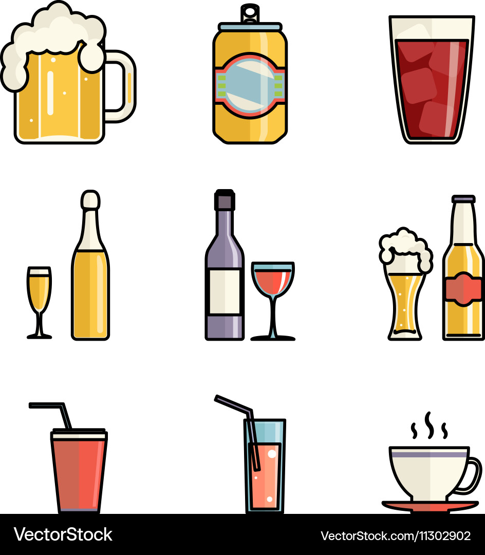 Drink Icons - Line Art Collection Royalty Free Vector Image