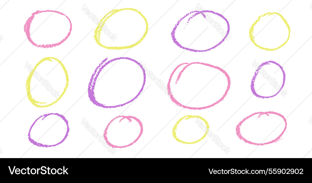 Grunge scribble circular frames pack freehand Vector Image