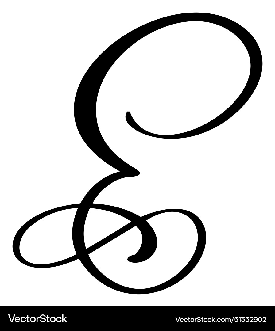 Hand drawn calligraphy letter e script Royalty Free Vector