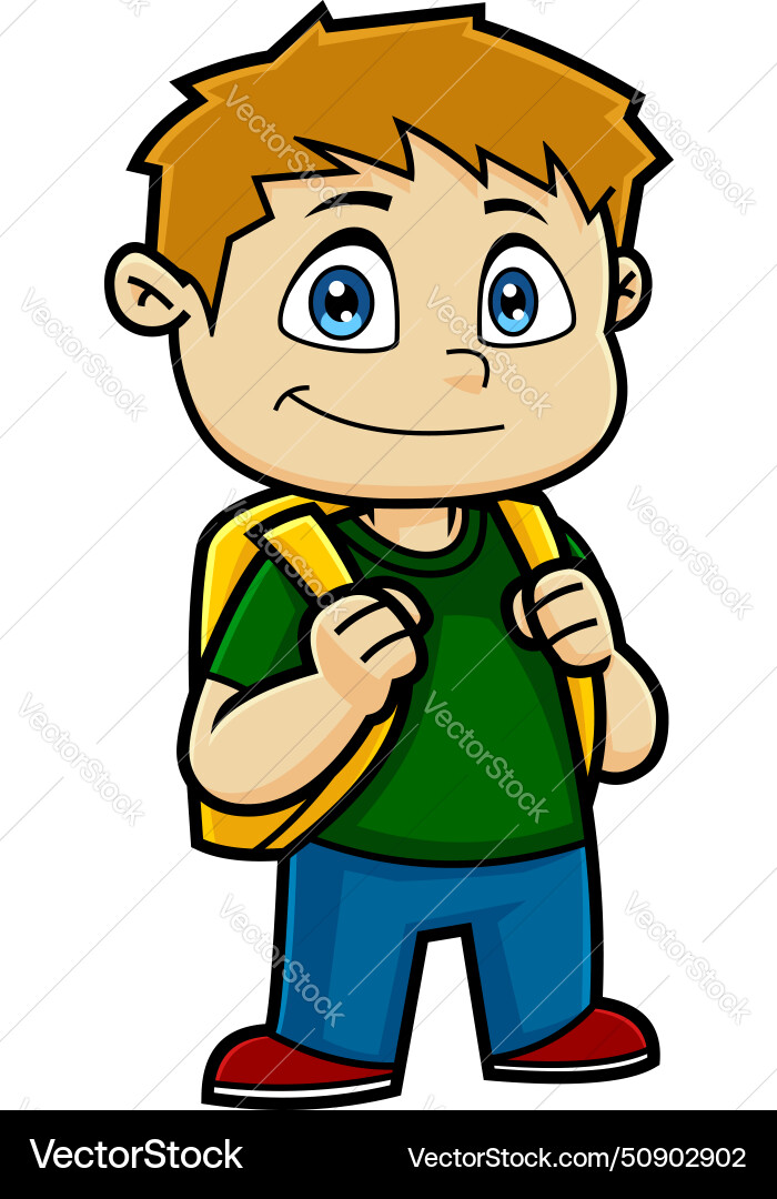 Happy school boy cartoon character Royalty Free Vector Image