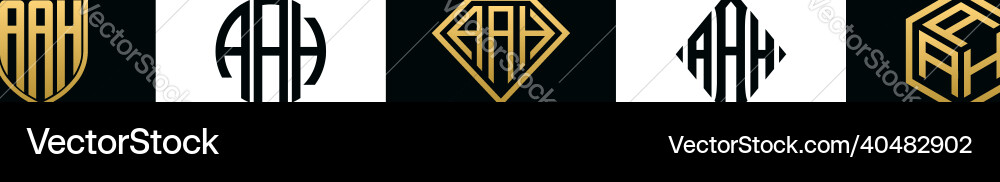 Initial letters abh logo designs bundle Royalty Free Vector