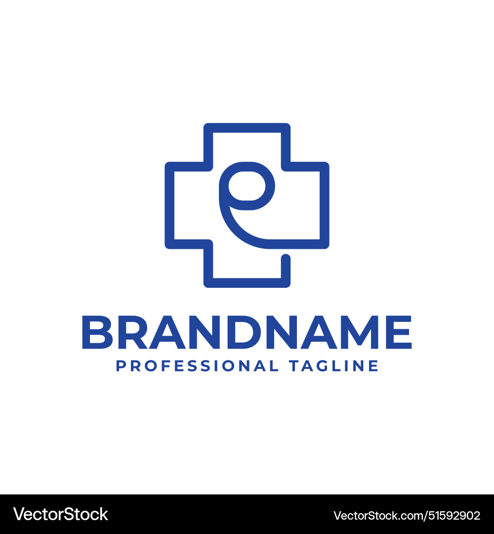 Letter e medical cross lowercase logo suitable Vector Image
