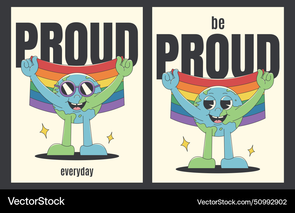 Posters in retro style for pride month Royalty Free Vector