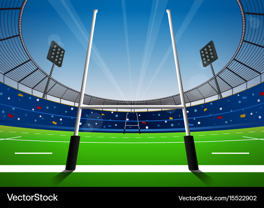 Rugby Stadium - Blue Field Royalty Free Vector Image