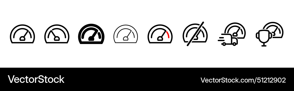 Set of speedometer line shapes thin design Vector Image