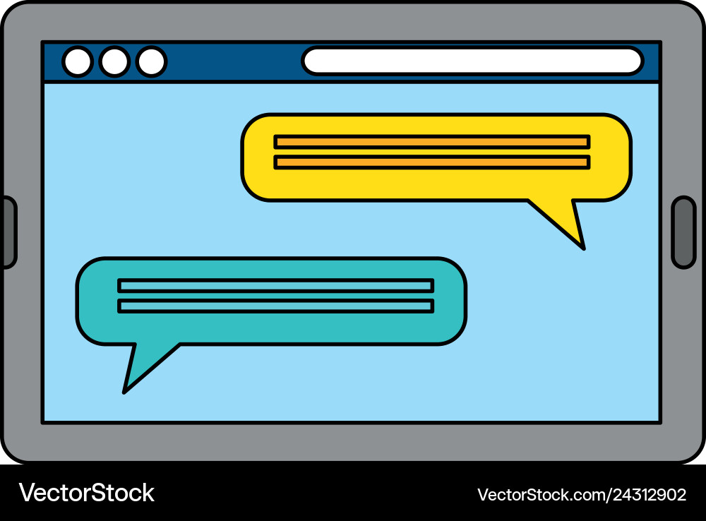 Tablet electronic with chat app Royalty Free Vector Image