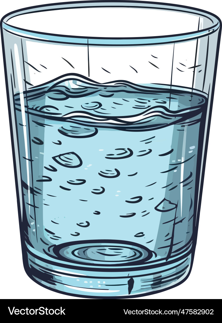 Transparent glass container holds water Royalty Free Vector